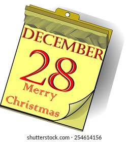 28 December Calendar Sheet Stock Vector (Royalty Free) 254614156 ...