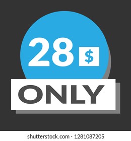 28 Dollars Only Emblem Label Badgesticker: vector de stock (libre de ...