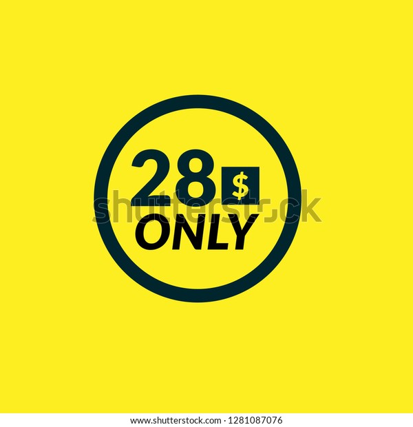 28 Dollars Only Emblem Label Badgesticker Stock Vector (Royalty Free ...