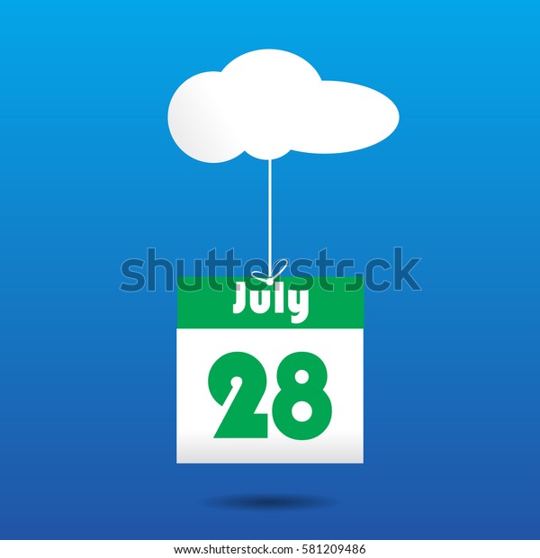 28 July Calender Icon Cloud Paper Stock Vector (Royalty Free) 581209486