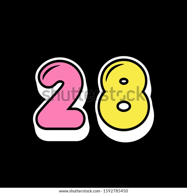 28 Number Logo Bold Letter Design: vector de stock (libre de regalías ...
