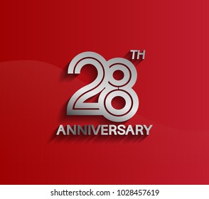 28 Years Anniversary Template Red Color: เวกเตอร์สต็อก (ปลอดค่า ...