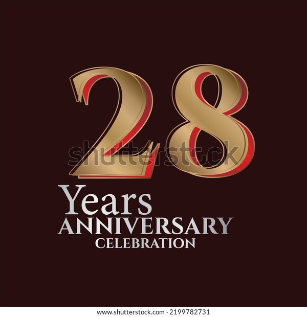28th Years Anniversary Logo Gold Red Stock Vector (Royalty Free ...