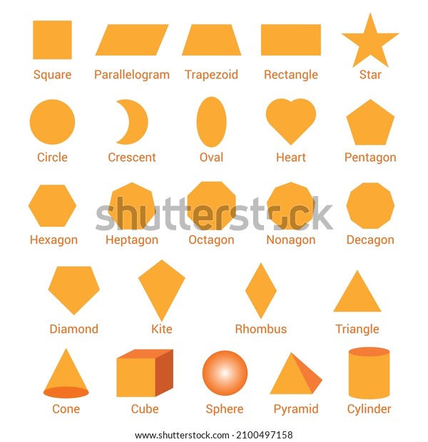 2d 3d Geometric Shapes Names Mathematics Stock Vector (Royalty Free ...