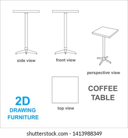 2d Drawings Square Bar Table Stock Vector (Royalty Free) 1413988349 ...