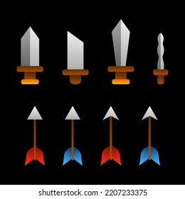 2d Game Weapons Set Swords Shields Stock Vector (Royalty Free ...