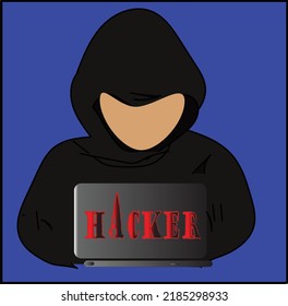 2d Illustration Hacker Image Laptop Stock Vector (Royalty Free ...