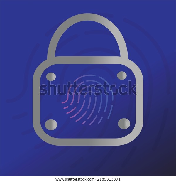 2d Illustration Vector Lock Fingerprint Stock Vector (Royalty Free ...