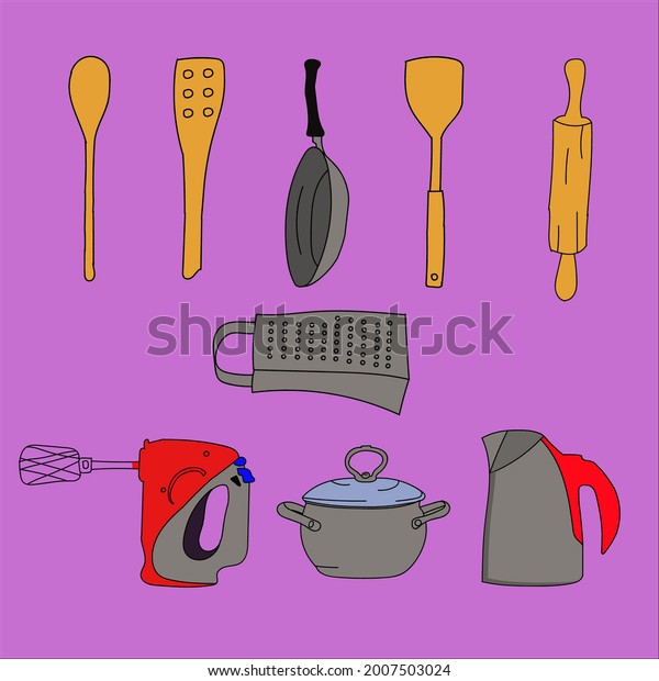 2d Kitchen Utensil Illustration Kitchen Utensil Stock Vector (Royalty ...