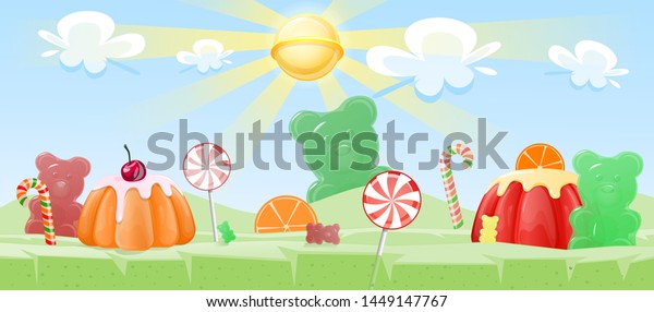 2d Parallax Background Candy You Can Stock Vector (Royalty Free) 1449147767
