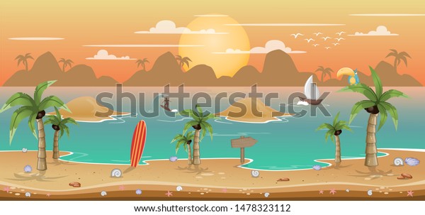 2d Parallax Beach Background You Can Stock Vector (Royalty Free ...