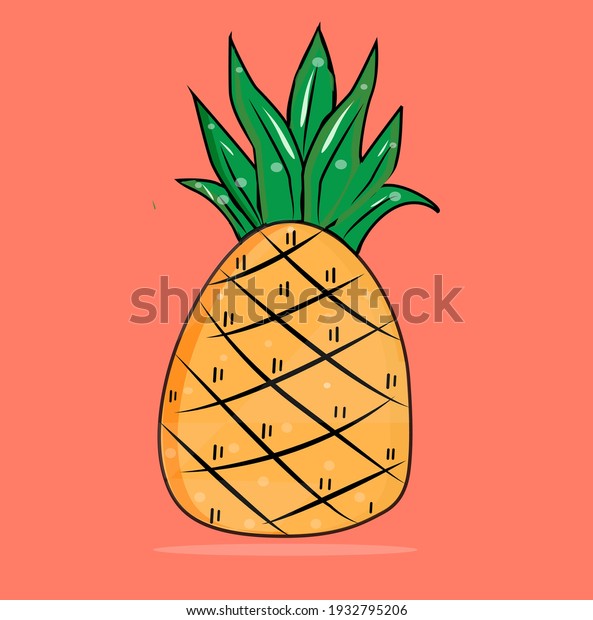 2d Pineapple Art Vector Form Stock Vector (Royalty Free) 1932795206