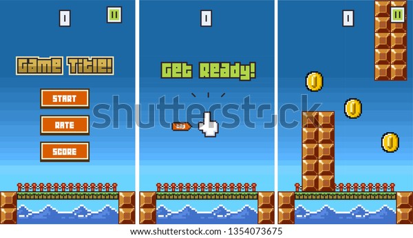 2d Pixel Art Retro Game Assets: vector de stock (libre de regalías ...