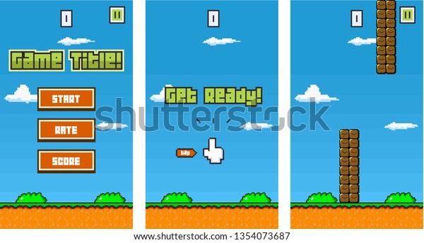 2d Pixel Art Retro Game Assets Stock Vector (Royalty Free) 1354073687 ...