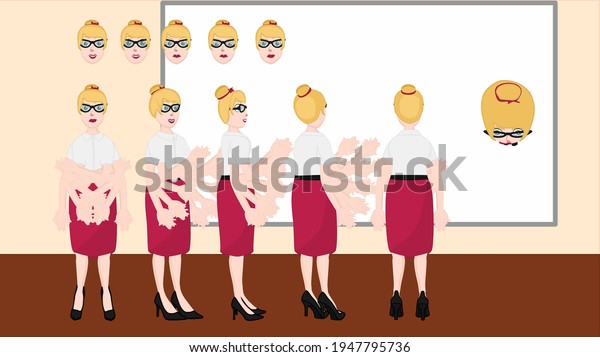 2d Teacher Character 3 Outfit Stock Vector (Royalty Free) 1947795736 ...