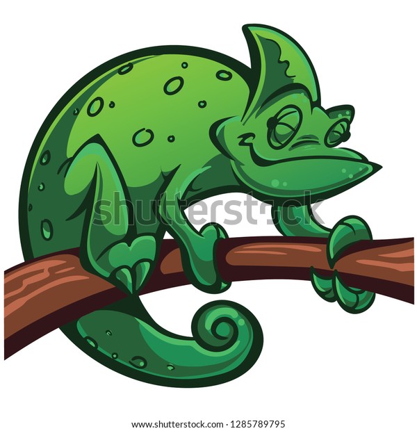 2d Vector Cartoon Chameleon Color Isolated Stock Vector (Royalty Free ...