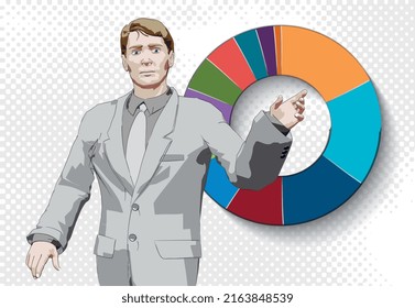 2d Vector Illustration Man Showing Promote 库存矢量图（免版税）2163848539 ...