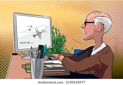 2d Vector Illustration Old Business Man Stock Vector (Royalty Free ...