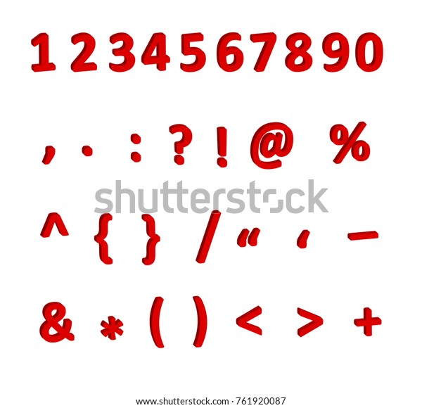 3 D Red Color Numeral Alphabet Stock Vector (Royalty Free) 761920087 ...