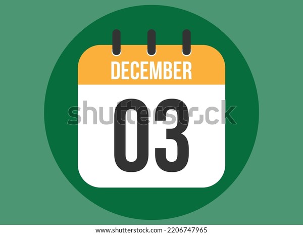 3 December Green Calendar Vector Calendar Stock Vector (Royalty Free ...