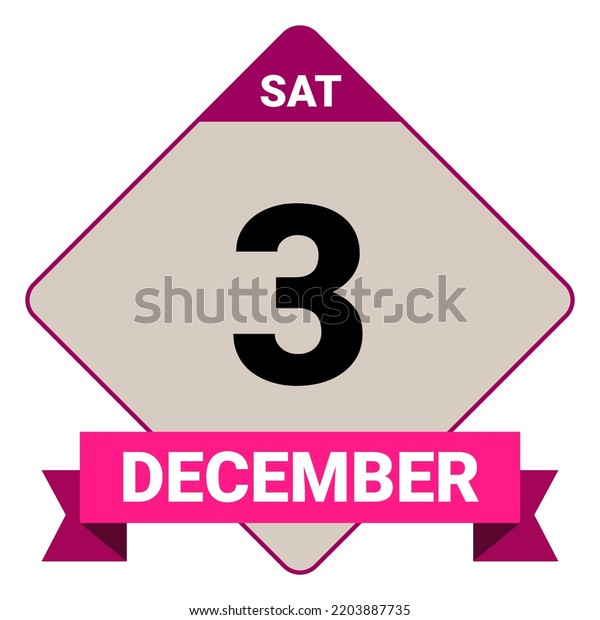 3 December Saturday Date Template Useful Stock Vector (Royalty Free ...