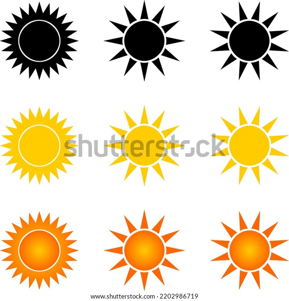 3 Different Sun Designs Black Yellow Stock Vector (Royalty Free ...