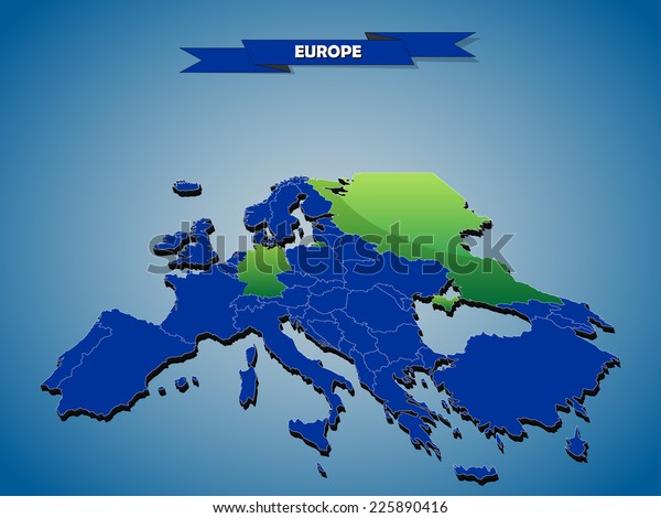 3 dimensional infographics political map of European countries, with ...