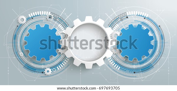 3 gear wheels with circuit diagram. Eps 10 vector file.