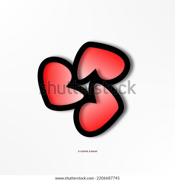 3 Red Love Heart Logo Design Stock Vector (Royalty Free) 2206687745 ...
