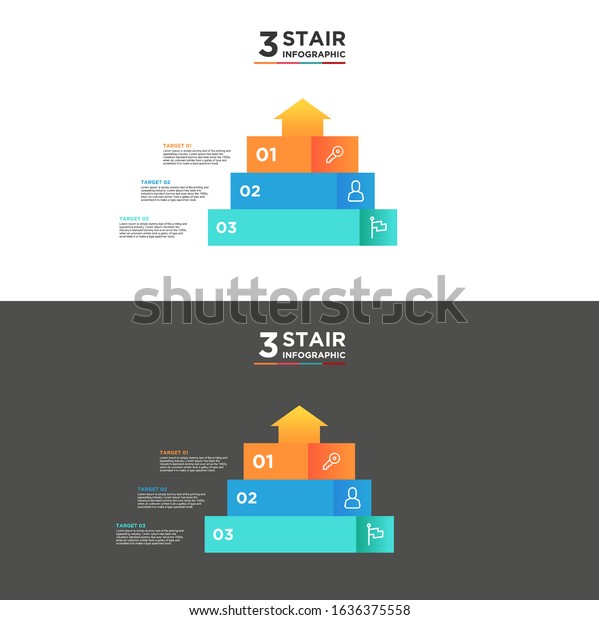 3 Stair Step Timeline Infographic Element Stock Vector (Royalty Free ...