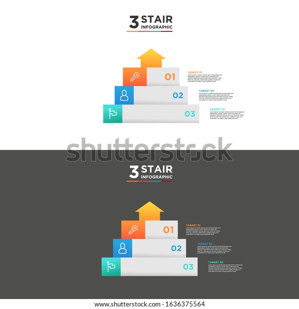 3 Stair Step Timeline Infographic Element Stock Vector (Royalty Free ...
