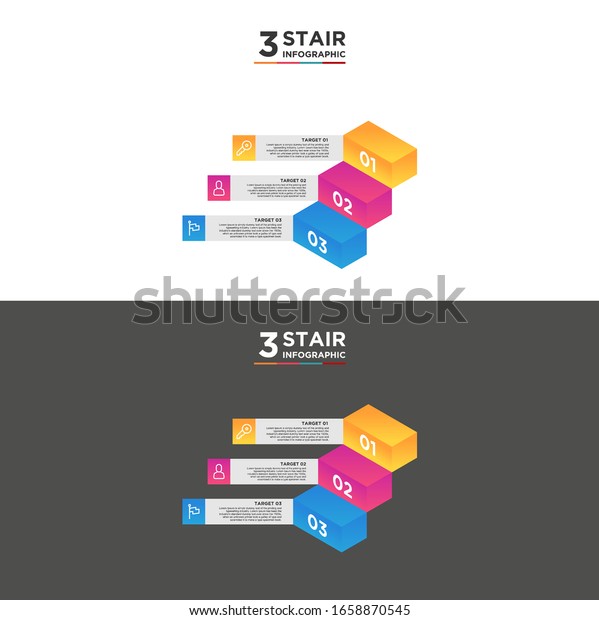 3 Stair Step Timeline Infographic Element Stock Vector (Royalty Free ...