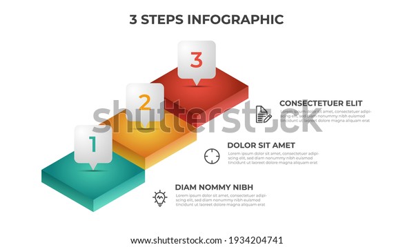 3 Steps Infographic Template Stairs Layout Stock Vector (Royalty Free ...