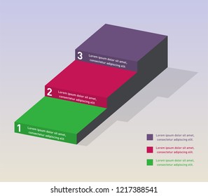 3 Steps Infographic Three Stairs Diagram: vector de stock (libre de ...