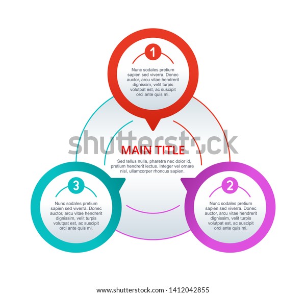 3 Steps Infographics Three Points Colorful 스톡 벡터(로열티 프리) 1412042855 ...
