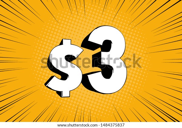 3 Three Price Symbol Comic Numbers Stock Vector (Royalty Free) 1484375837