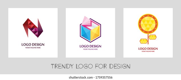 Vektor Stok 3 Trendy Vector Logos Design (Tanpa Royalti) 1759357556 ...