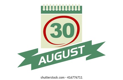 30 August Calendar Ribbon Stock Vector (Royalty Free) 416776711 ...