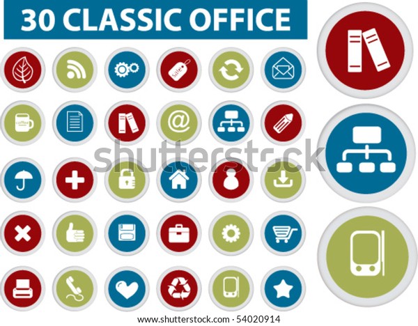 30 Cute Web Office Buttons Vector Stock Vector (Royalty Free) 54020914 ...