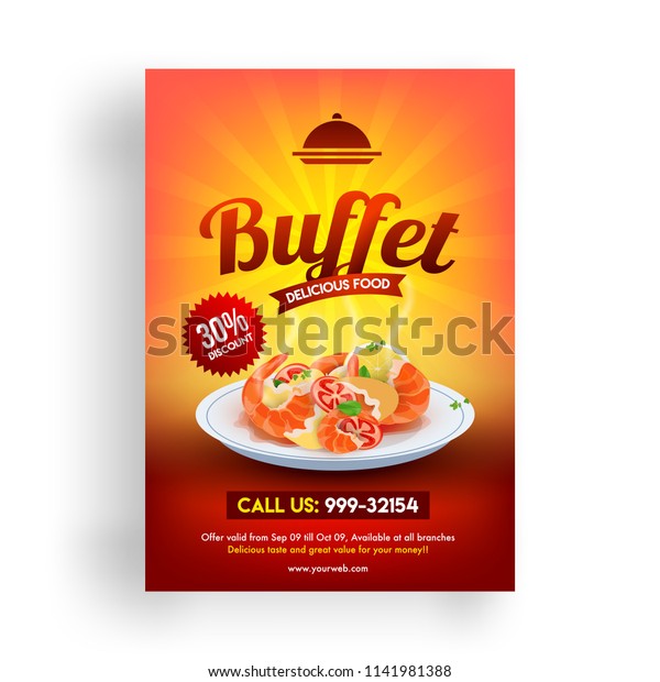 30 Discount Offer Flyer Buffet Delicious Stock Vector (Royalty Free ...