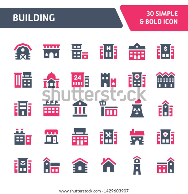 30 Editable Vector Icons Related Buildings Stock Vector (Royalty Free ...