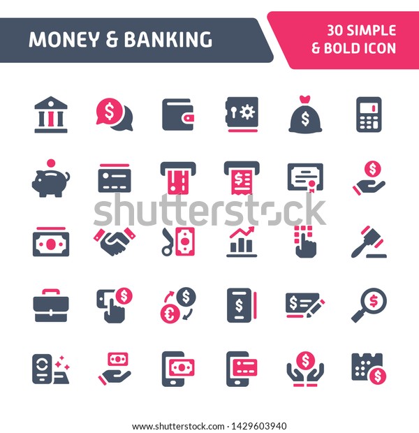 30 Editable Vector Icons Related Money Stock Vector (Royalty Free ...