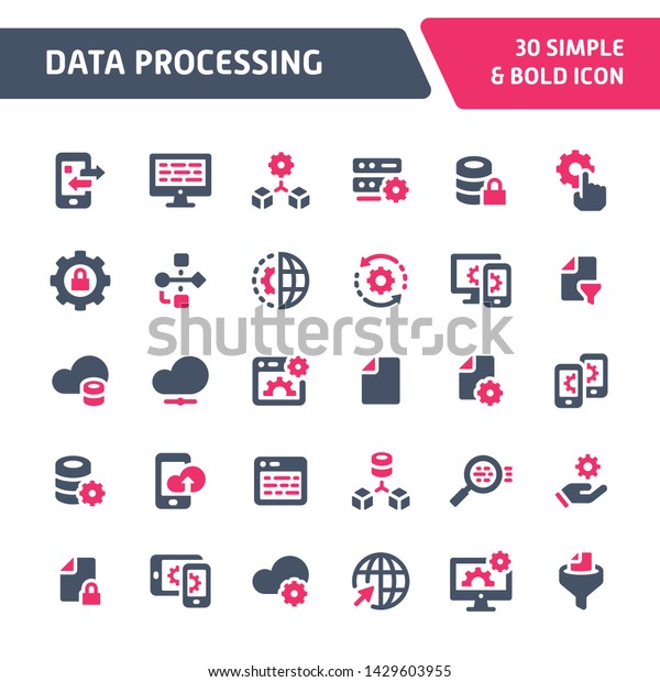 30 Editable Vector Icons Related Data 스톡 벡터(로열티 프리) 1429603955