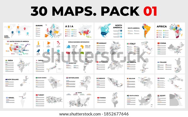 30 Map Infographic Templates 1 Pack Stock Vector (Royalty Free ...