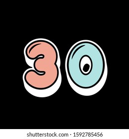 30 Number Logo Bold Letter Design Stock Vector (Royalty Free ...