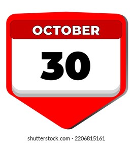 30 October Vector Icon Calendar Day Stock Vector (Royalty Free ...