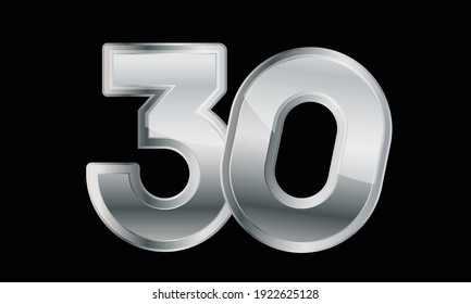 30 Silver Elegant Modern 3d Number Stock Vector (Royalty Free ...
