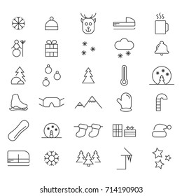 30 Winter Line Icons Stock Vector (Royalty Free) 714190903 | Shutterstock
