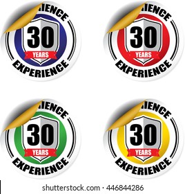 30 Years Experience Sticker Button Label Stock Vector (Royalty Free ...
