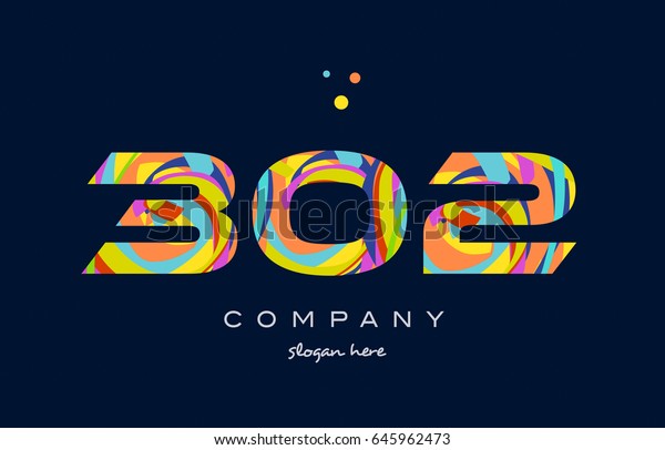 302 Number Digit Numeral Logo Colored Stock Vector (Royalty Free ...